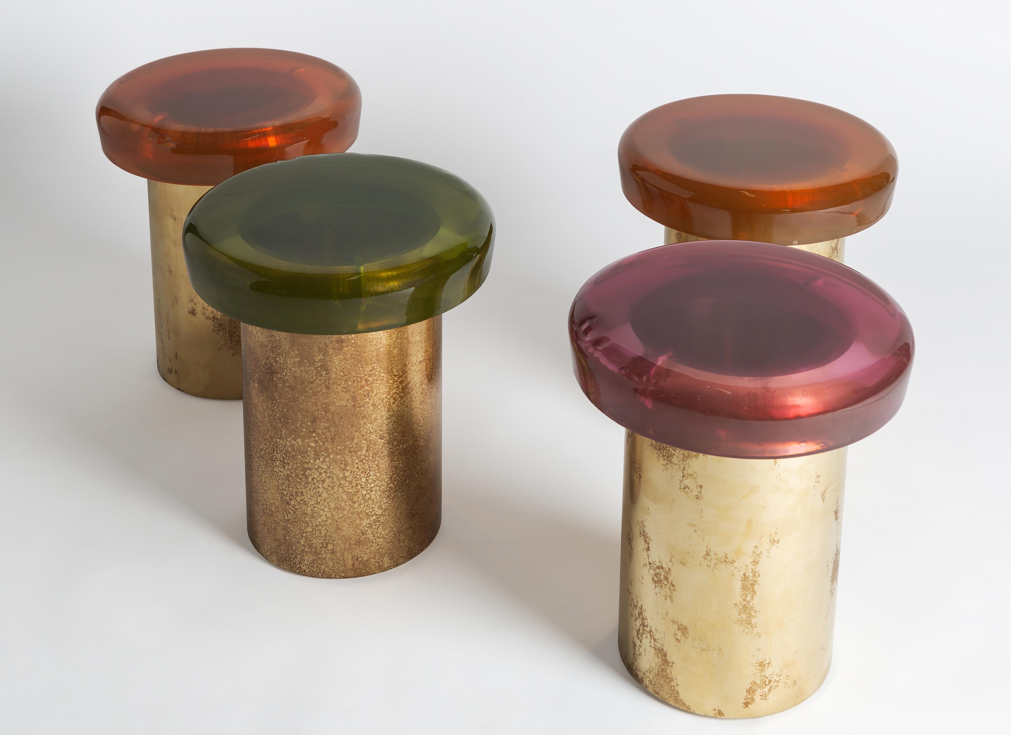 Jade Stool by Draga and Aurel Resin and Brass, 21st Century For Sale at ...