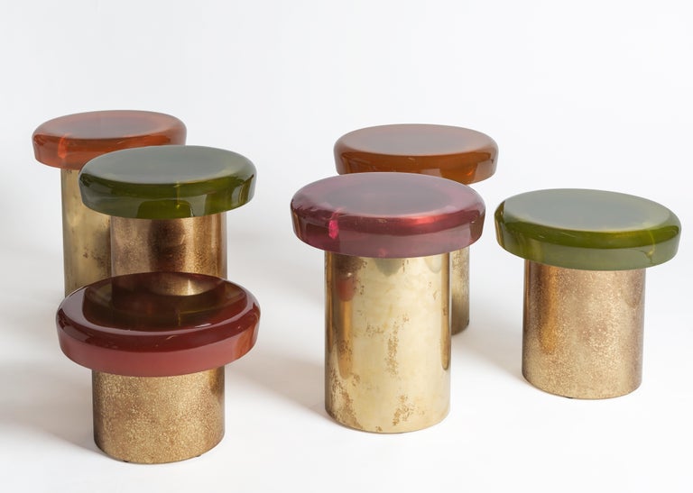 Jade Stool by Draga and Aurel Resin and Brass, 21st Century For Sale at ...