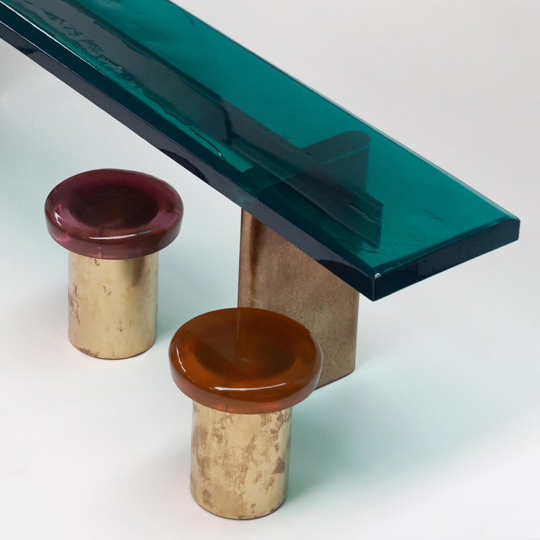Jade Stool by Draga and Aurel Resin and Brass, 21st Century For Sale at ...