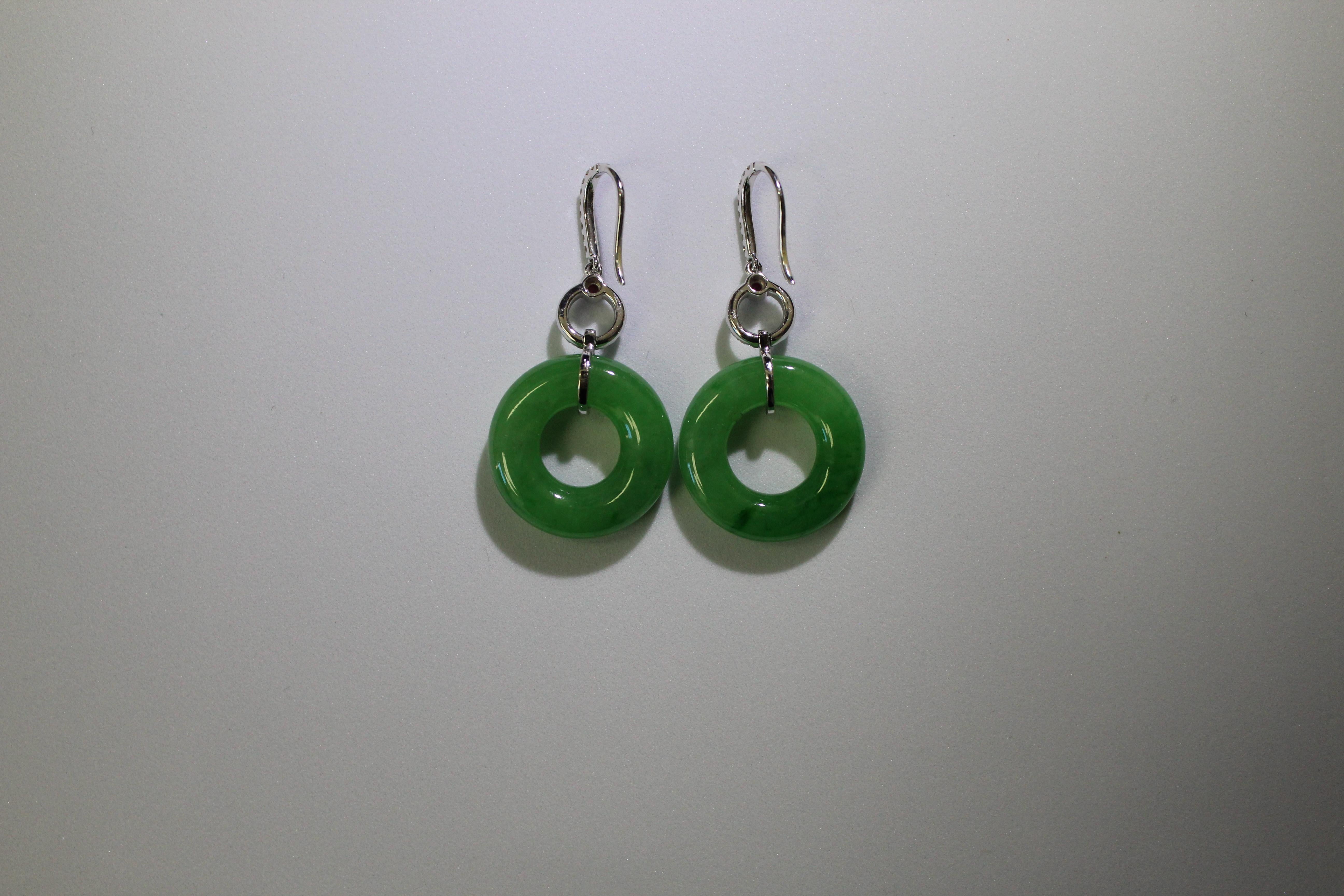 Jadeite Diamond Loop Earrings For Sale at 1stDibs