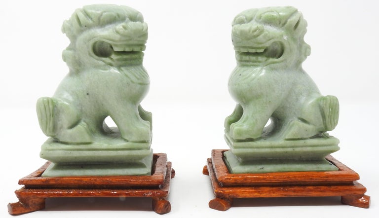 Jadeite Guardian Foo Dogs, Mid-20th Century For Sale at 1stDibs