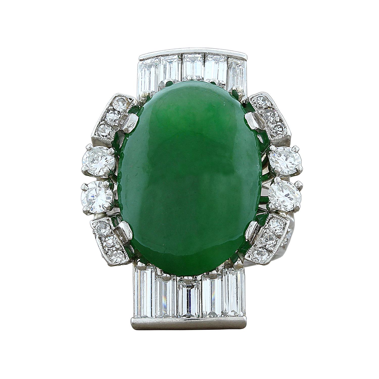 Platinum Lavender Jade and Diamond Cocktail Ring at 1stDibs