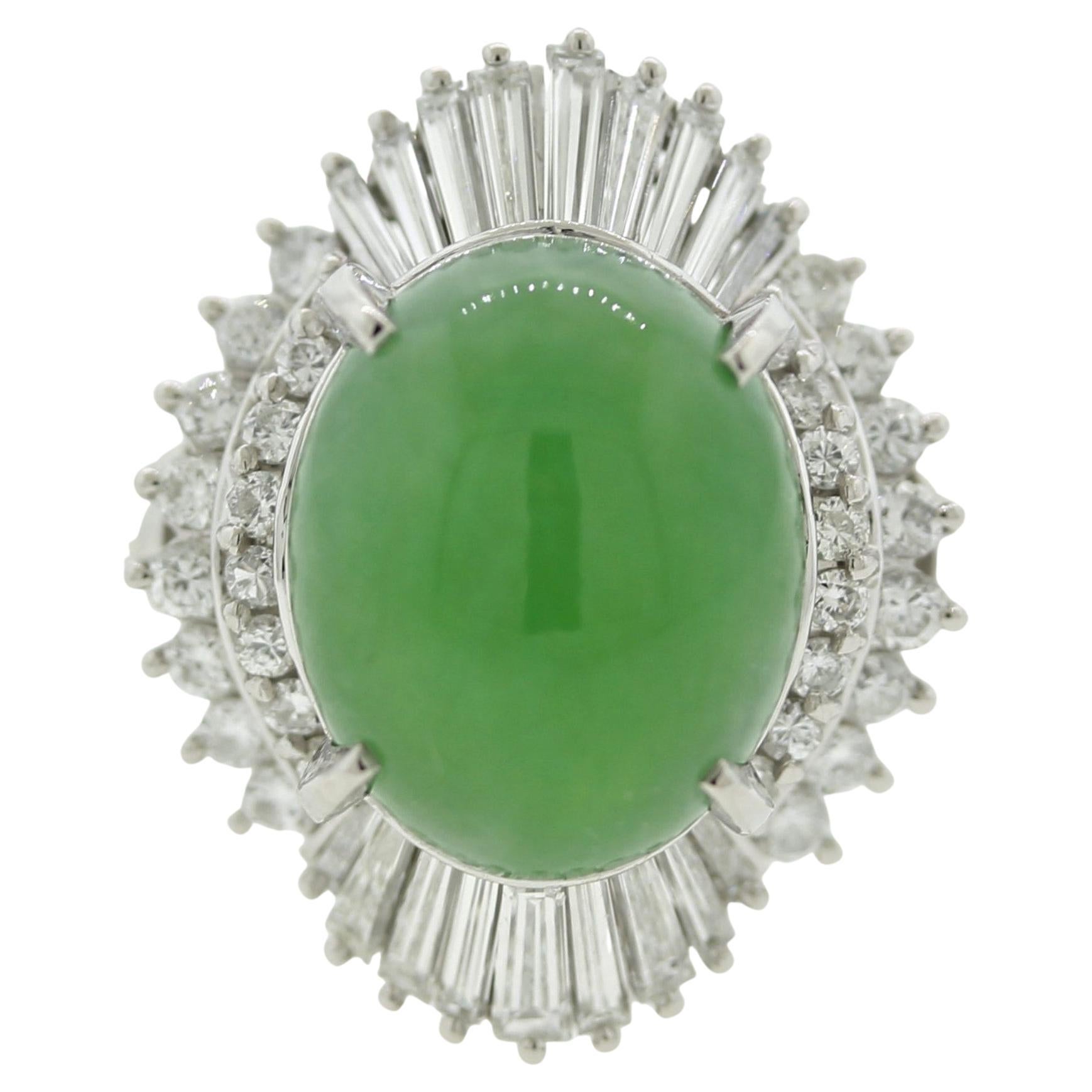 Jadeite Jade Diamond Platinum Ring For Sale at 1stDibs | diamond jade