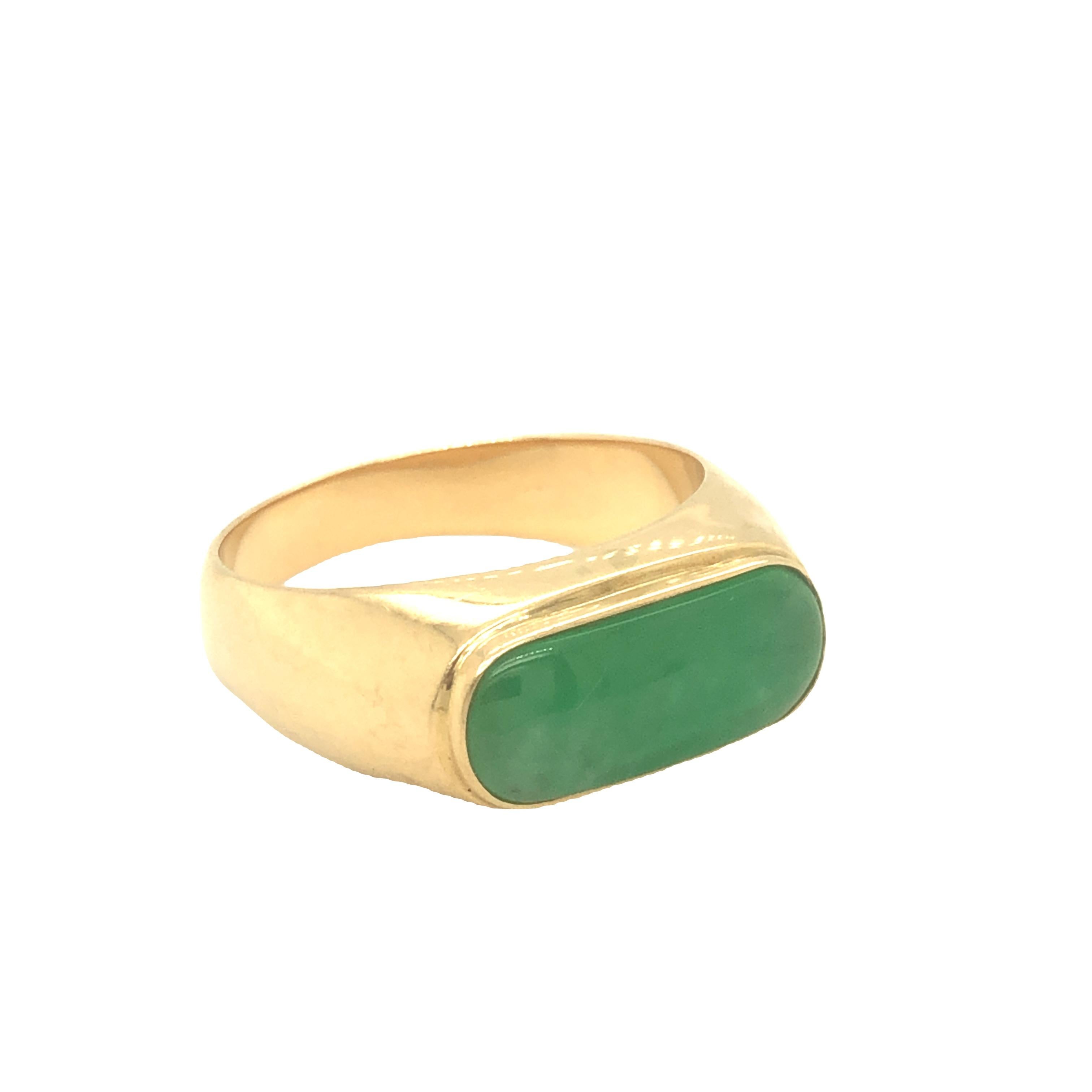 Jadeite Jade Men's Ring 14K Yellow Gold Saddle Ring For Sale at 1stDibs ...
