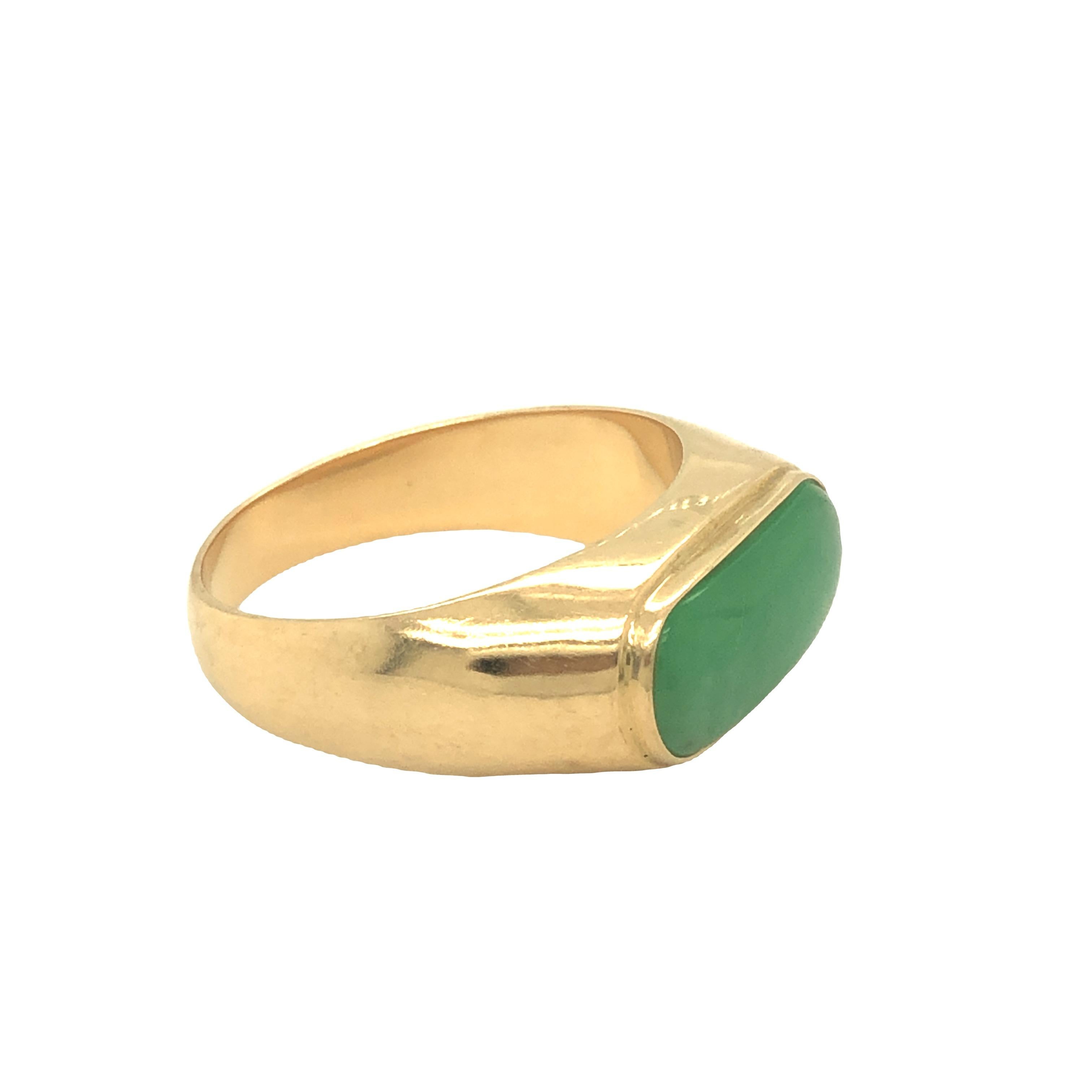Jadeite Jade Men's Ring 14K Yellow Gold Saddle Ring For Sale at 1stDibs ...
