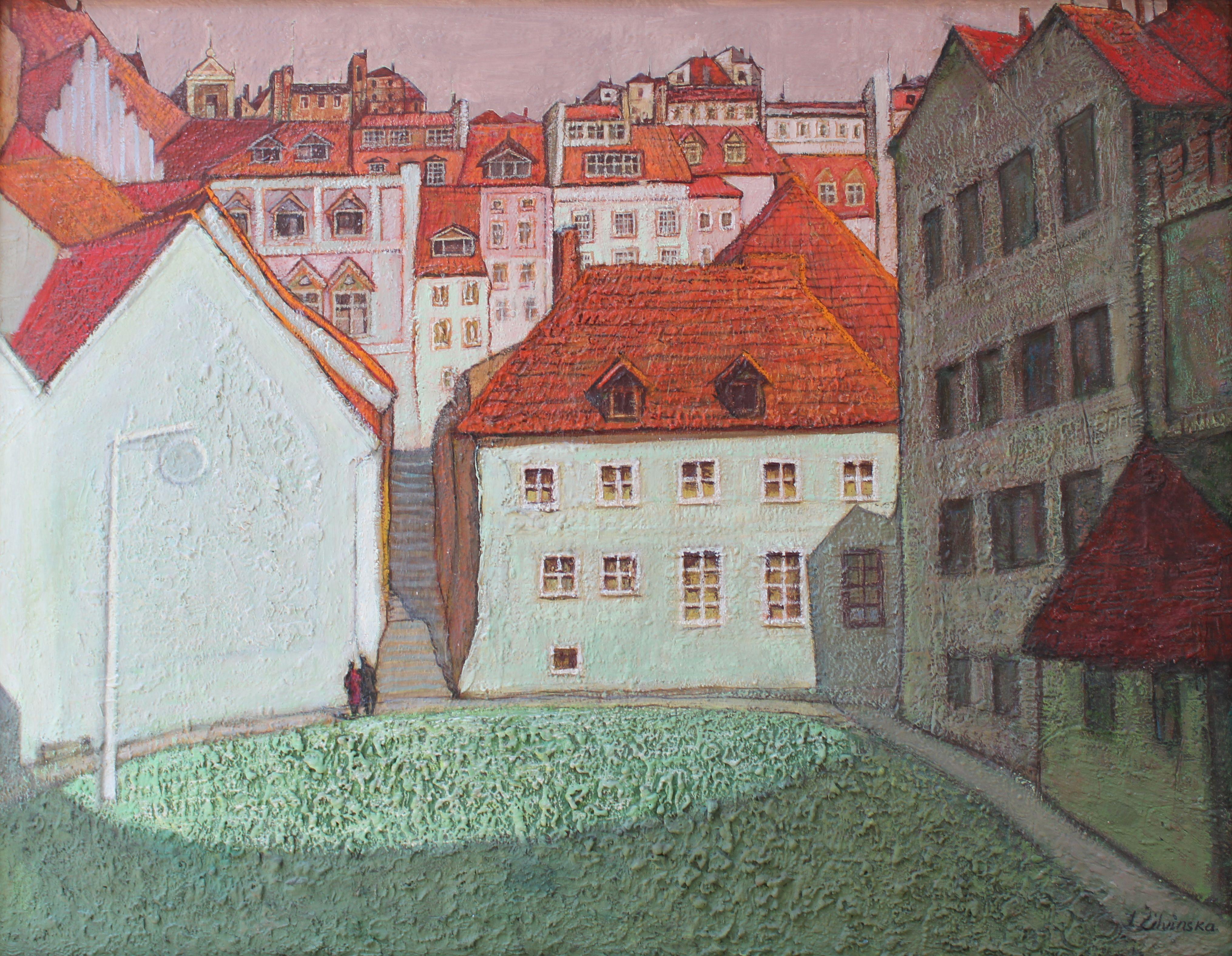Jadviga Zjilvinska - The Old Town. 1978, oil on canvas, 69x89 cm at 1stDibs