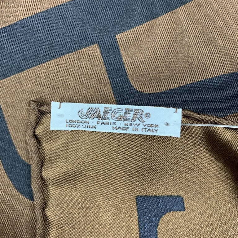 JAEGER Brown and Black Print Silk Scarf For Sale at 1stDibs