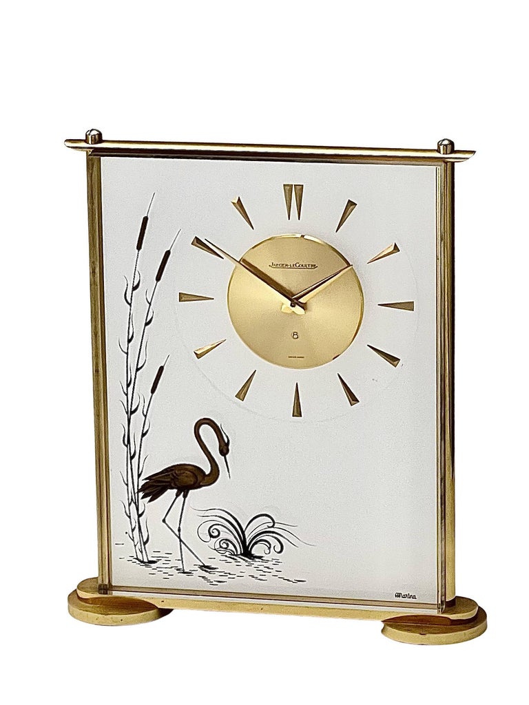 Jaeger Le-Coultre Mid Century Marina Brass and Glass Clock No. 487 For ...