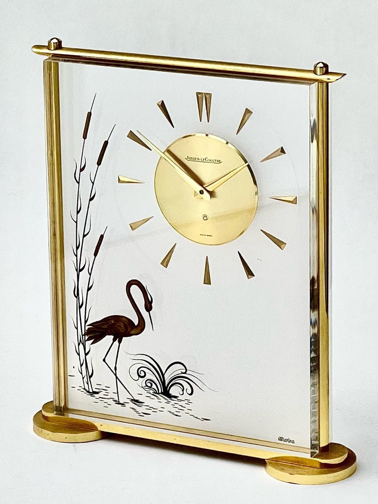 Jaeger Le-Coultre Mid Century Marina Brass and Glass Clock No. 487 For ...