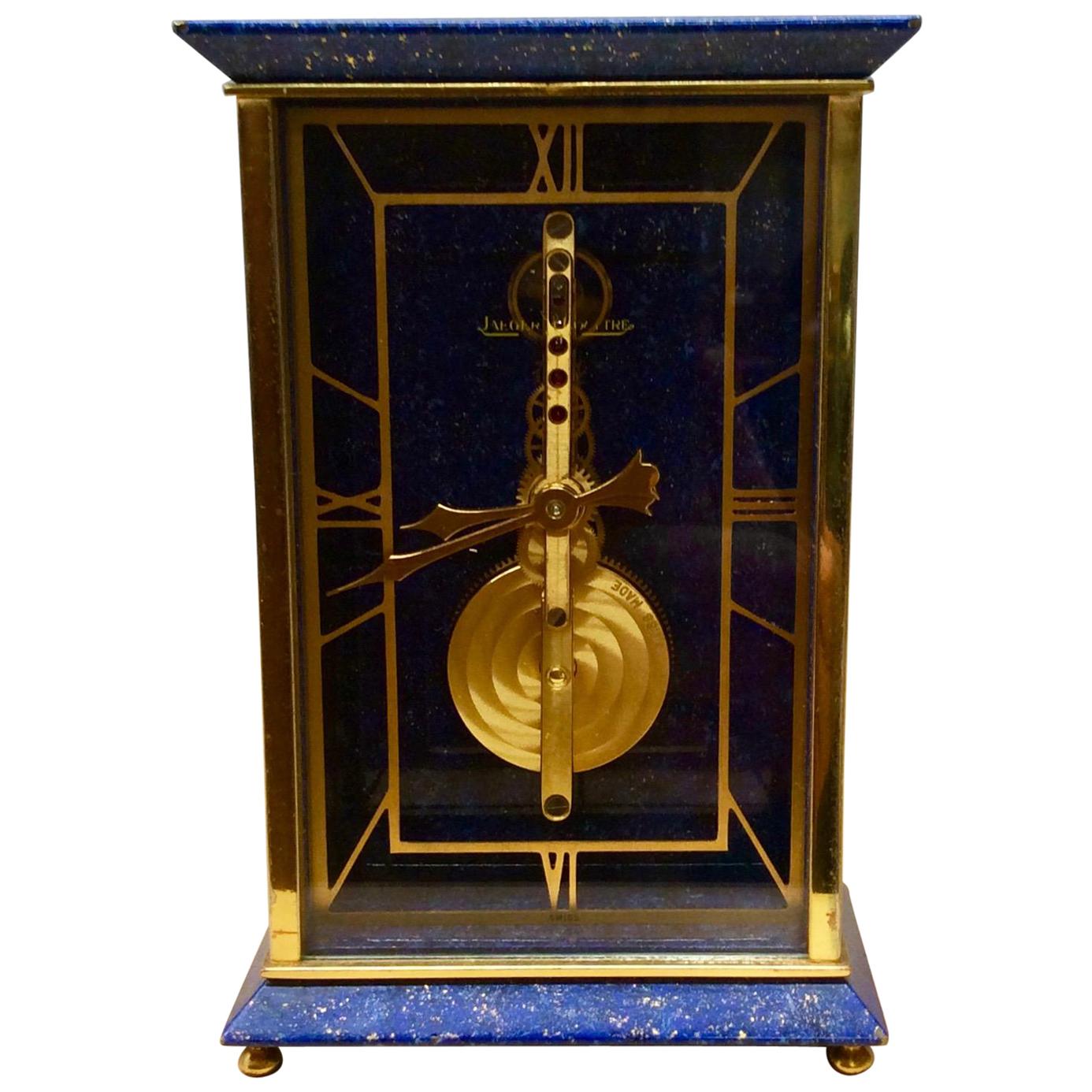 Jaeger LeCoultre Zodiac Skeleton Blue Face Table Clock at 1stDibs