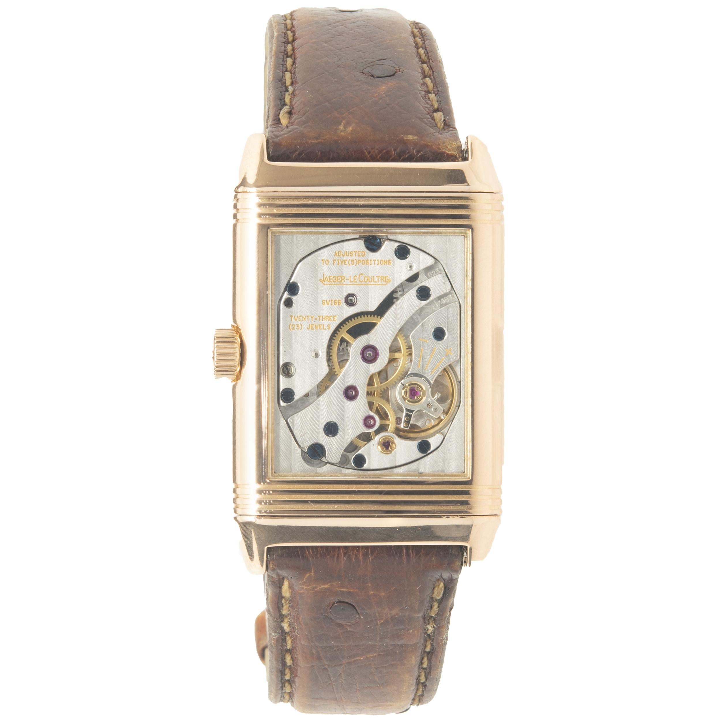 Jaeger-LeCoultre 18 Karat Rose Gold Reverso Sun Moon Night Day Manual ...