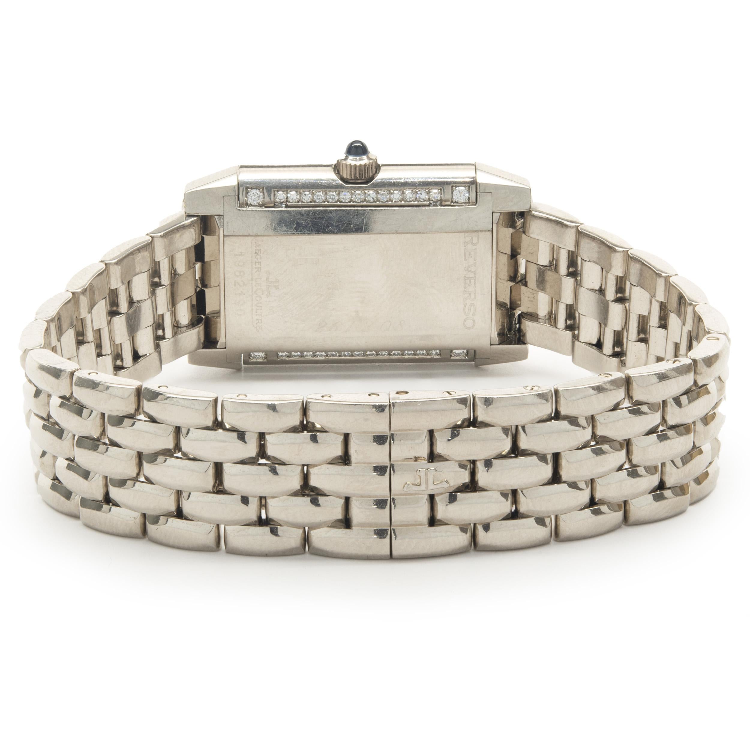 Jaeger-LeCoultre 18 Karat White Gold Diamond Ladies Reverso For Sale at ...