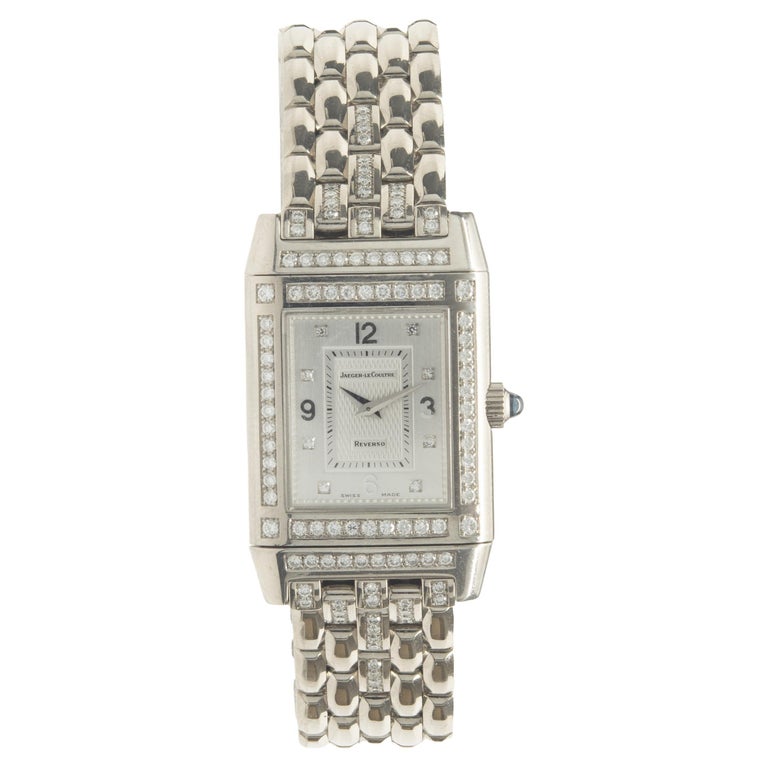 Jaeger-LeCoultre 18 Karat White Gold Diamond Ladies Reverso For Sale at ...