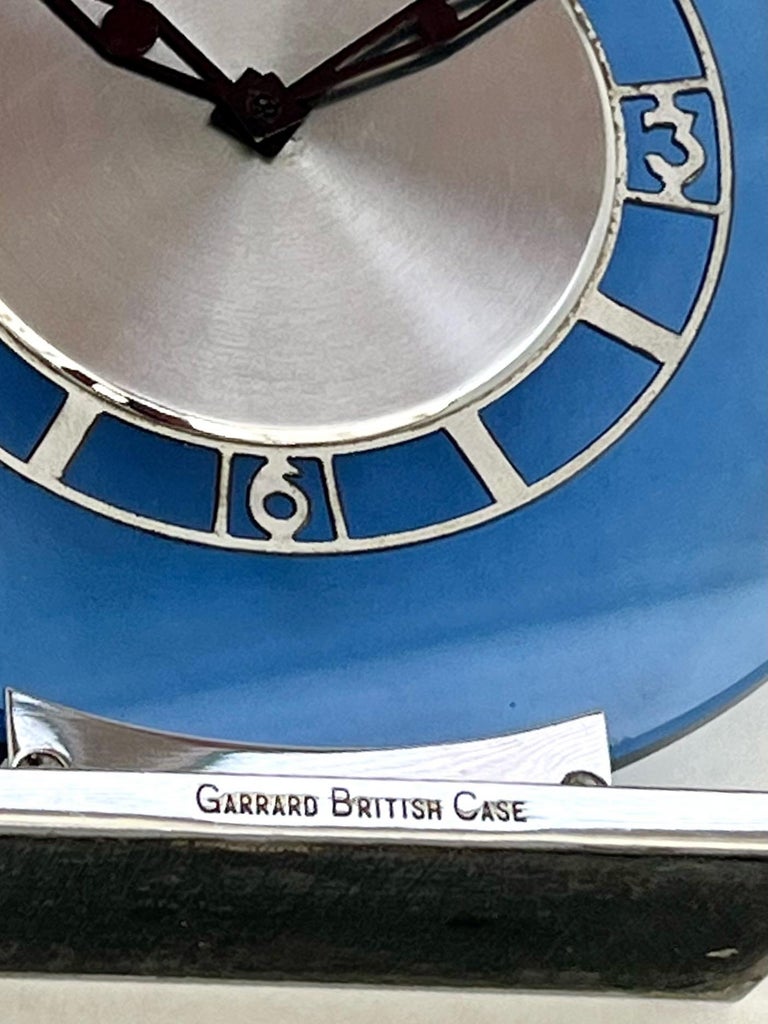 Jaeger LeCoultre Art Deco Chrome and Cobalt Blue Glass Eight Day Mantel ...