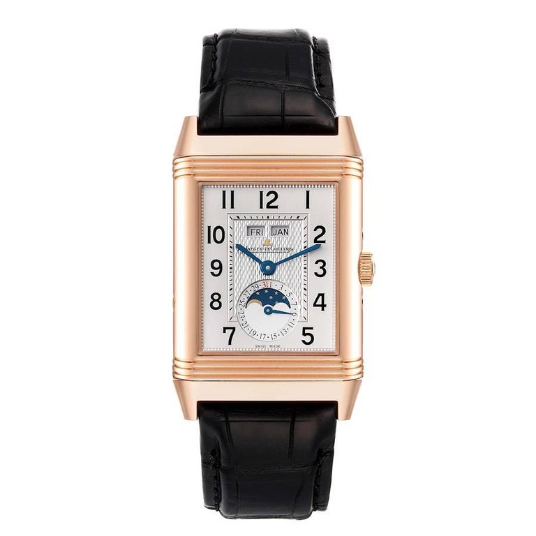 Jaeger LeCoultre Grande Reverso Calendar Moonphase Rose Gold Mens Watch ...
