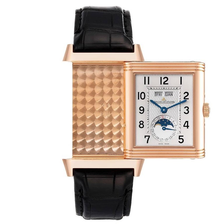 Jaeger LeCoultre Grande Reverso Calendar Moonphase Rose Gold Mens Watch ...