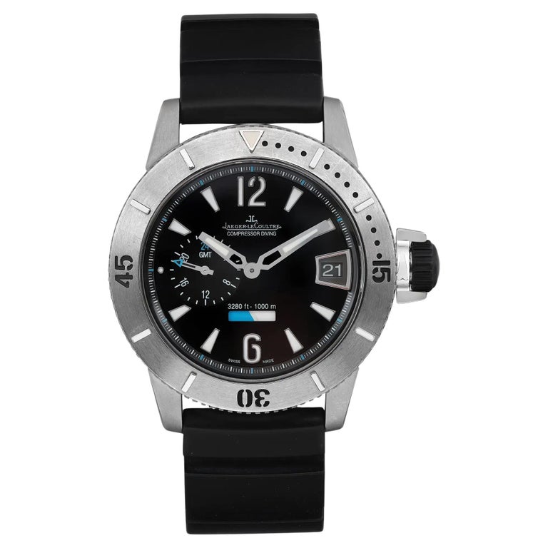 Jaeger LeCoultre Master Compressor GMT Titanium Black Dial Men Watch ...