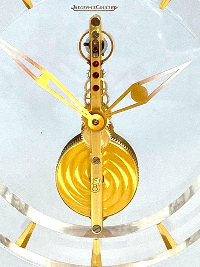 Jaeger-LeCoultre Mid Century Blue Lucite and Brass Skeleton Clock For ...