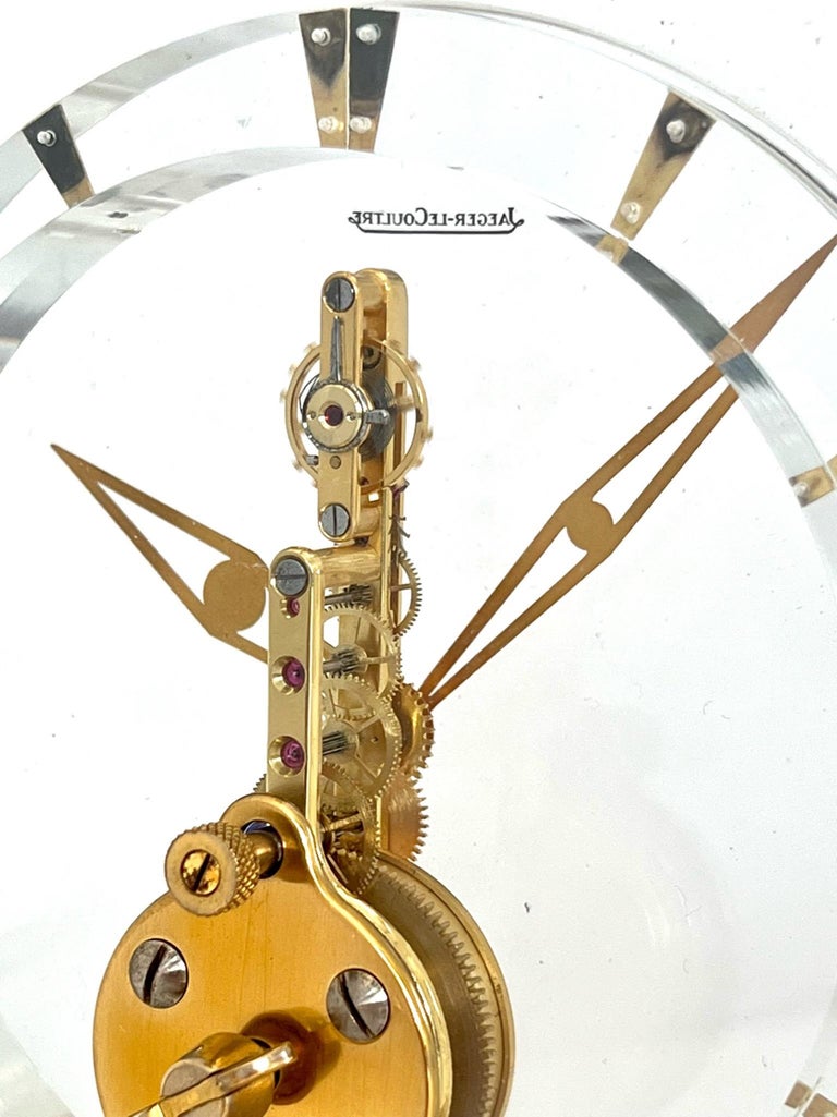 Jaeger-LeCoultre Mid Century Blue Lucite and Brass Skeleton Clock For ...