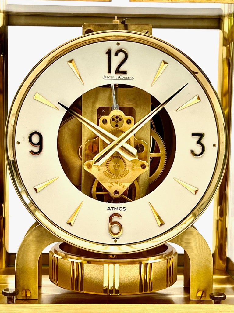 Jaeger LeCoultre Mid Century Brass and Glass Atmos Clock at 1stDibs