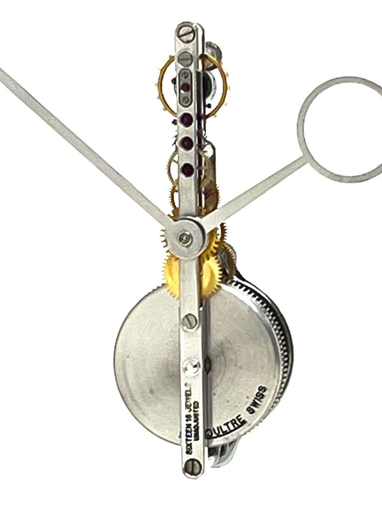 Jaeger LeCoultre Mid Century Silver Skeleton Clock For Sale at 1stDibs