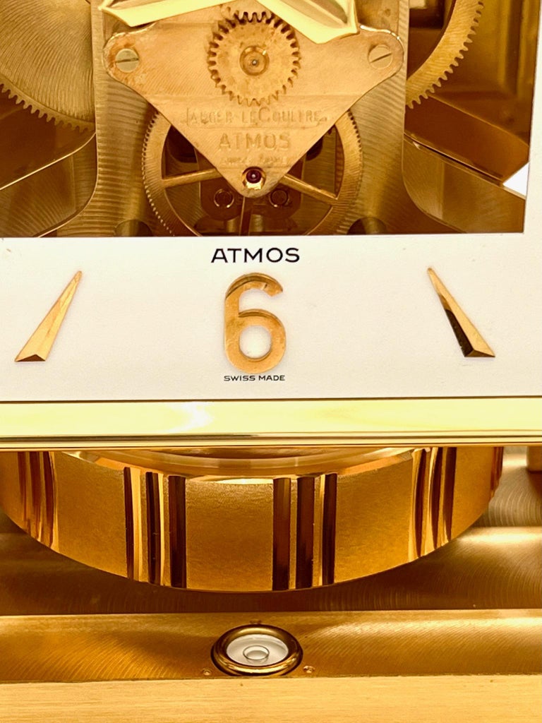 Jaeger LeCoultre Mid Century Square Dial Brass and Glass Atmos Clock ...