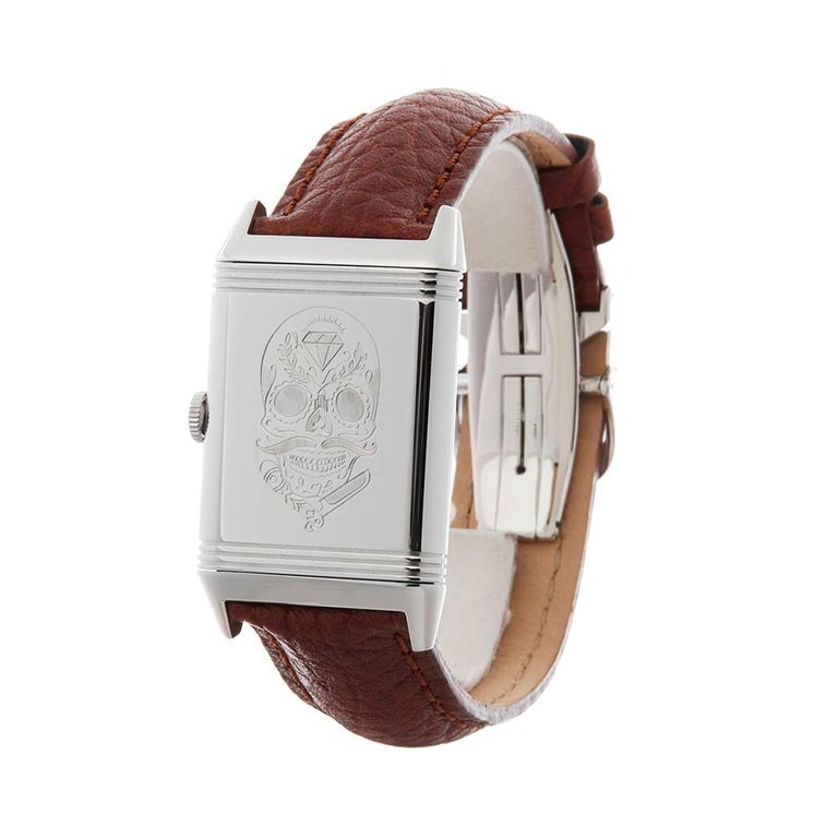 Jaeger Lecoultre Reverso Custom Candy Skull Engraving Stainless Steel ...