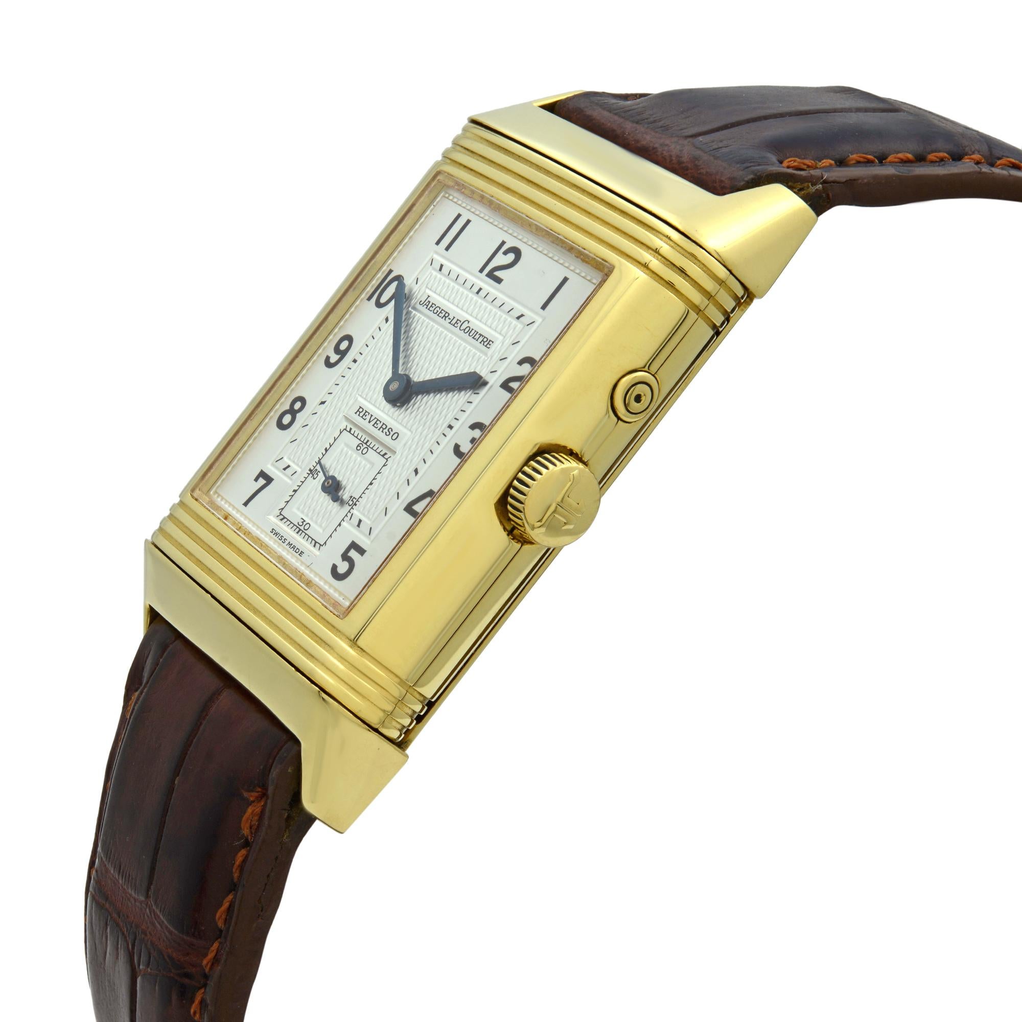 Jaeger LeCoultre Reverso Duo 18K Gold Silver Dial Hand Wind Men’s Watch ...