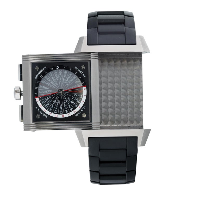 Jaeger LeCoultre Reverso Squadra World Time Titanium Black Dial Watch ...