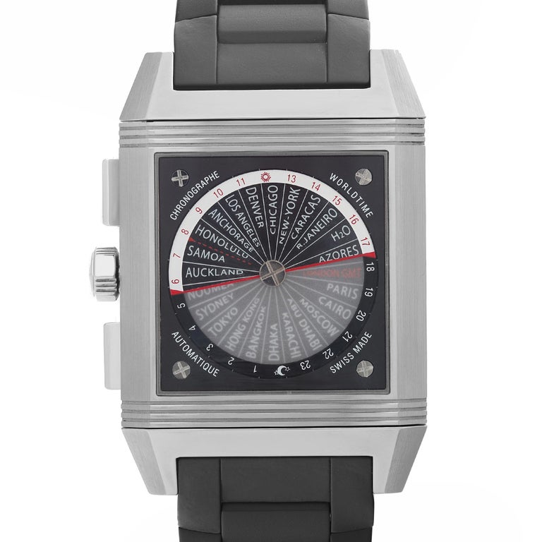 Jaeger LeCoultre Reverso Squadra World Time Titanium Black Dial Watch ...