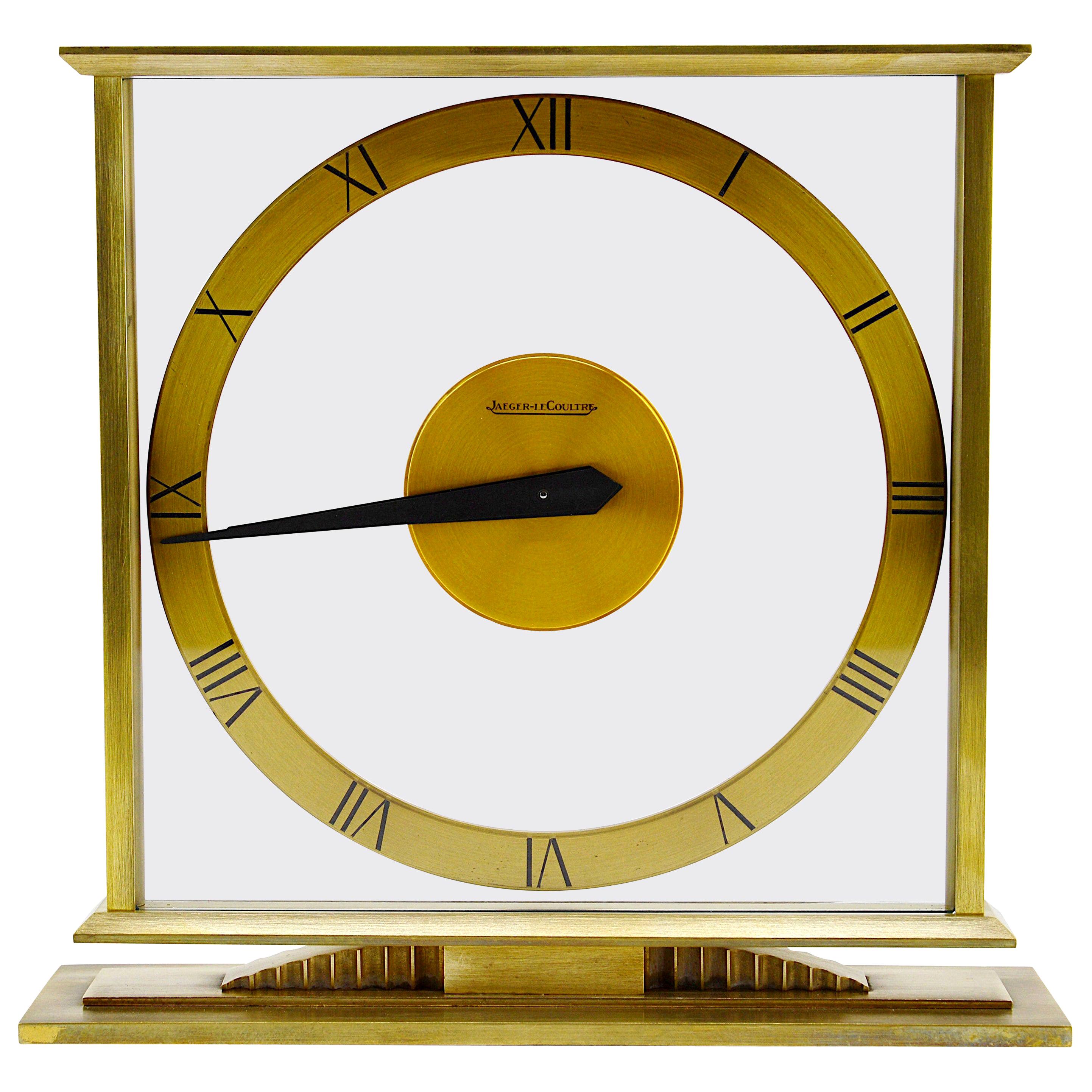 Art Deco Jaeger-LeCoultre Bronze and Glass Clock at 1stdibs