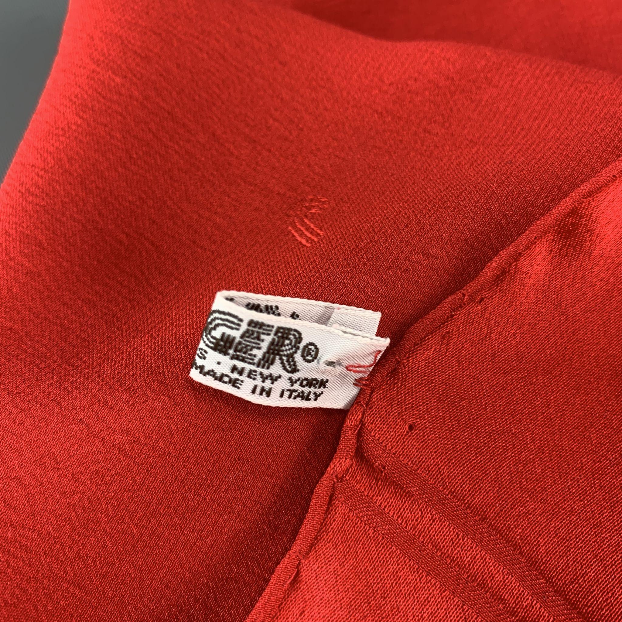 JAEGER Red Silk Logo Print Scarf For Sale at 1stDibs