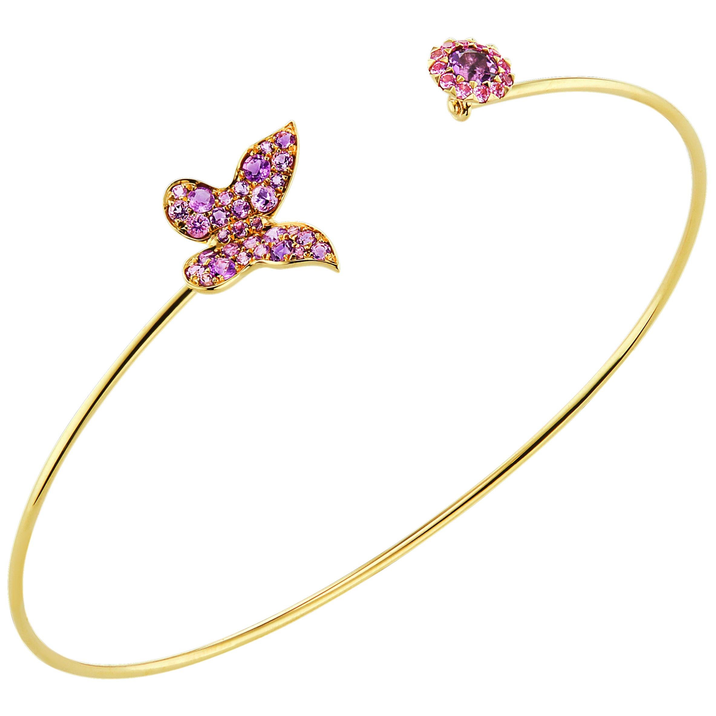 JAG New York 18k Butterfly Bangle Bracelet with Purple Sapphire and ...
