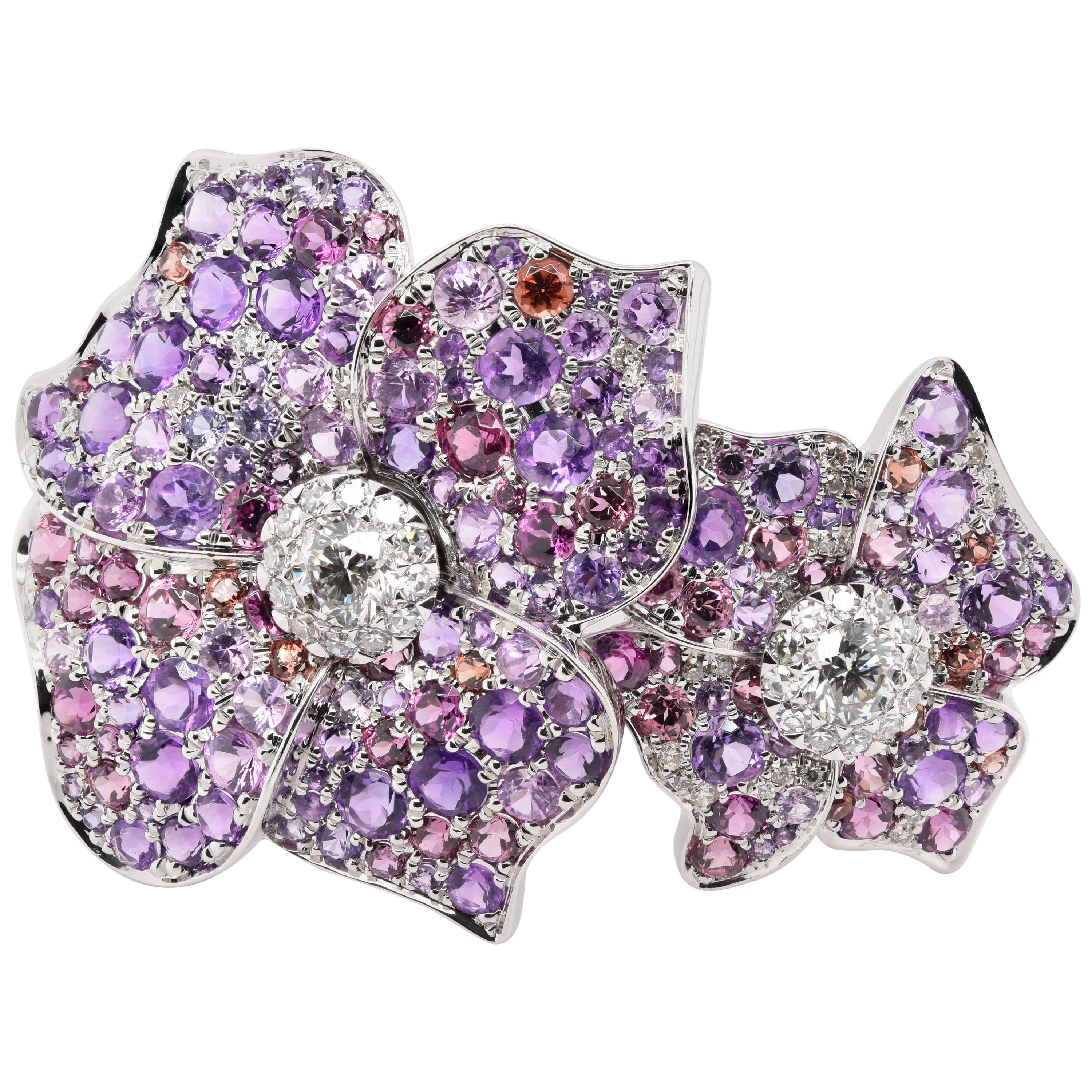 Diamond Double Flower Ring at 1stDibs