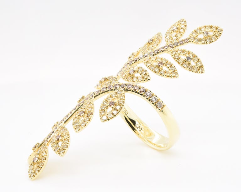 JAG New York Yellow Diamond Leaf Ring in 18K Yellow Gold For Sale at ...