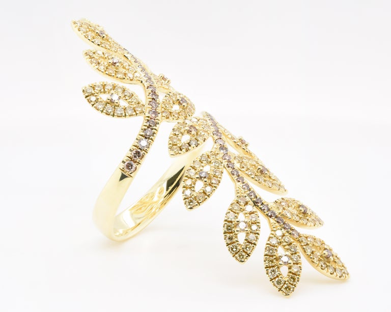 JAG New York Yellow Diamond Leaf Ring in 18K Yellow Gold For Sale at ...