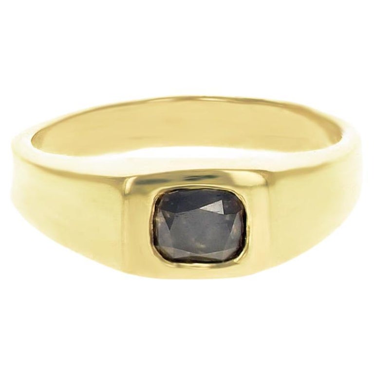 Jagger Square Ring 18kt Yellow Gold with Rose-Cut Square Brown Diamond ...
