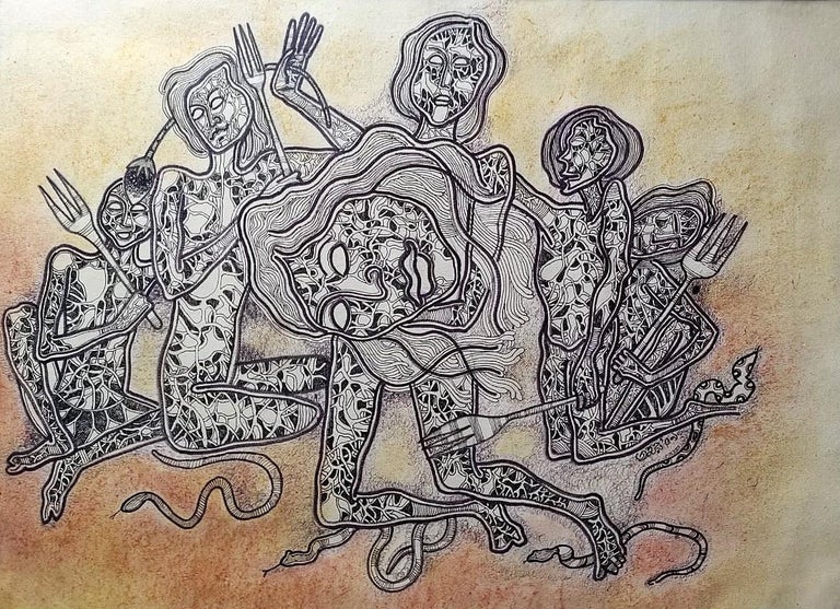 Jahar Dasgupta - Untitled, Acrylic on Paper by Modern Artist Jahar ...