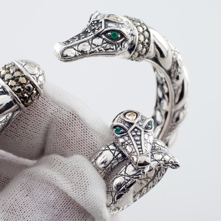 Jai John Hardy Croco Collection Sterling Silver and 18k Gold Cuff and ...