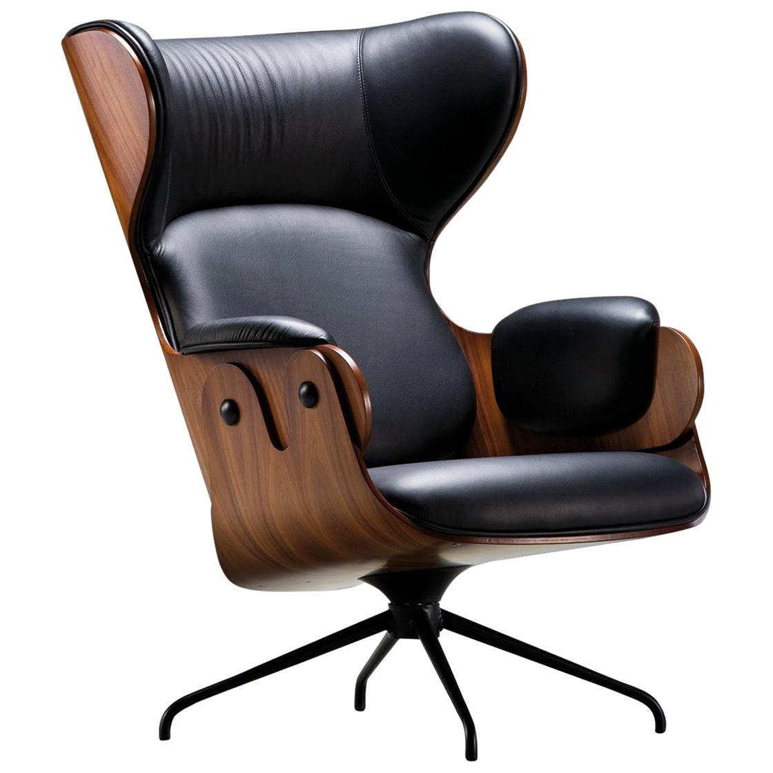 Contemporary Orbital Armchair with Leather Upholstery at 1stDibs