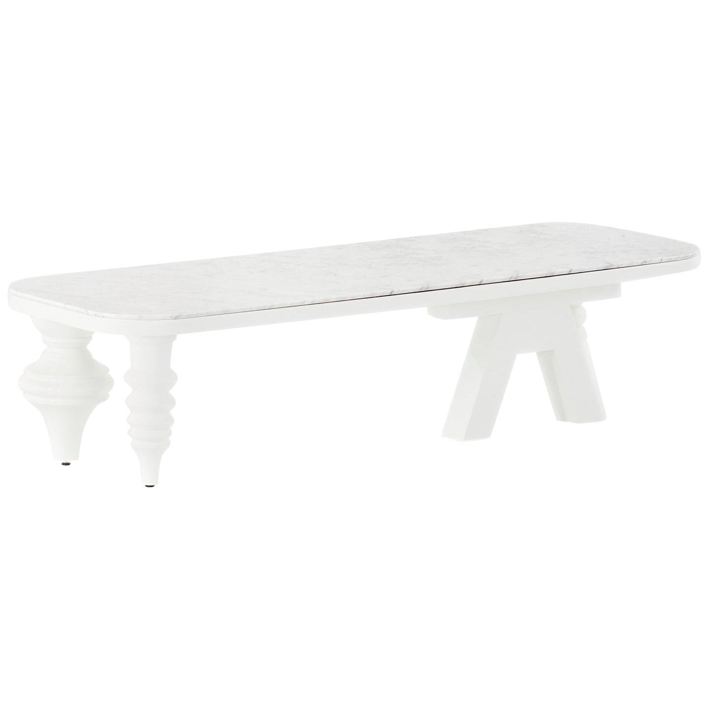 21st Century Bettogli White Statuario Marble Teakwood Low Table For ...