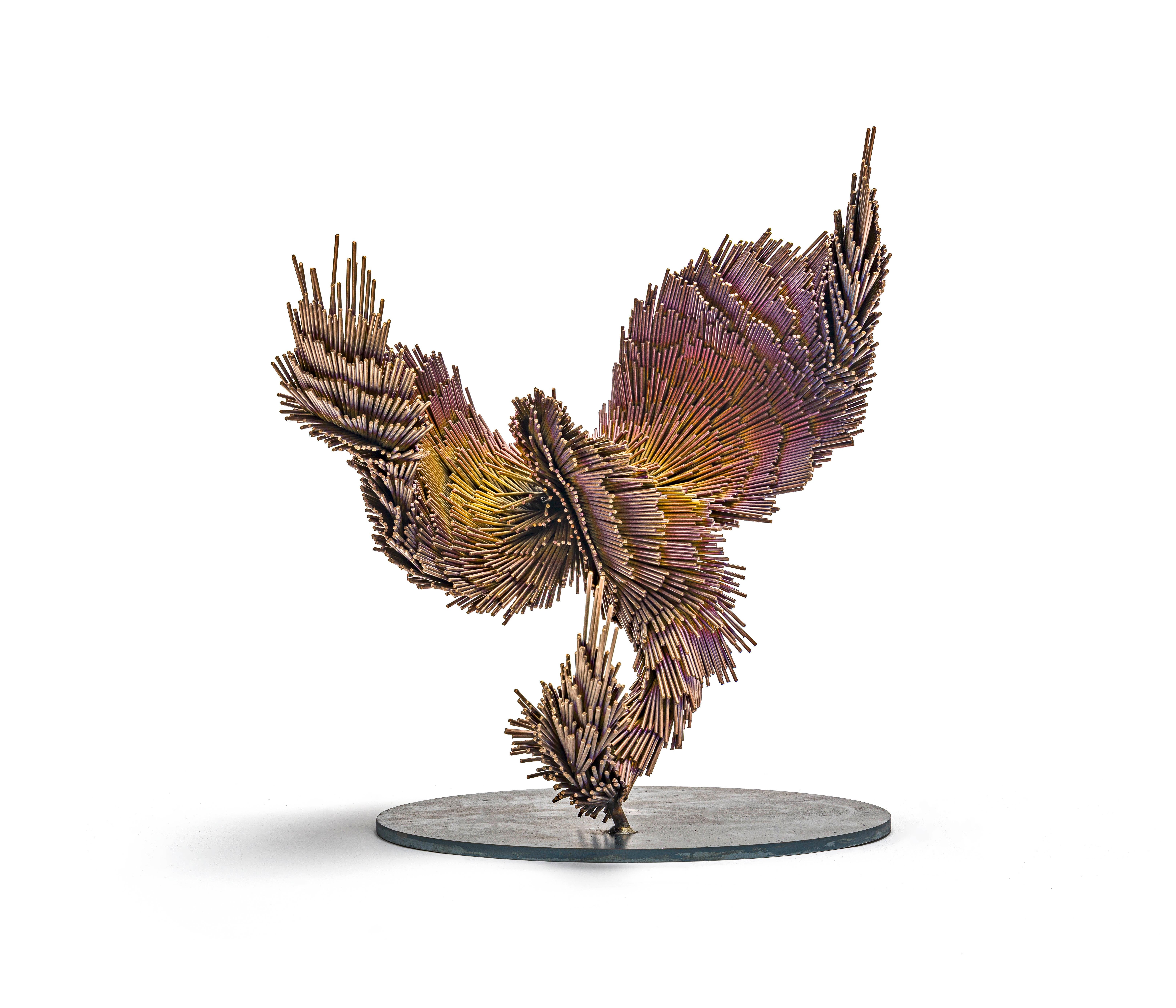 Jake Michael Singer - Rainbow Murmur, Steel contemporary bird sculpture ...