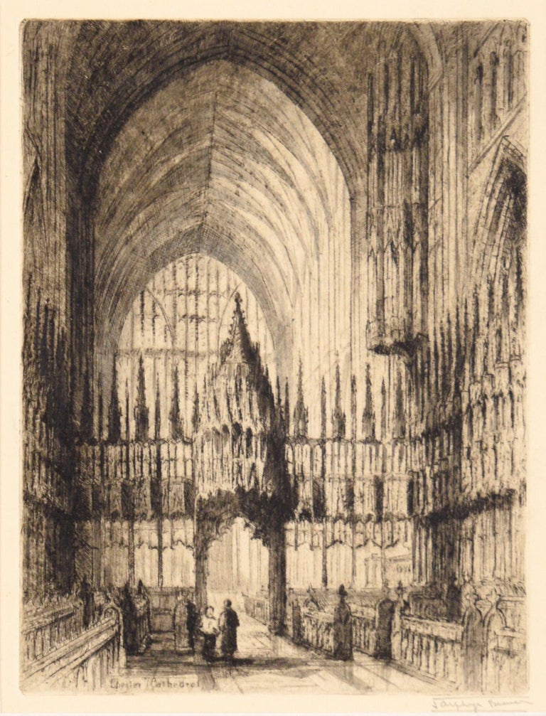 James Alphege Brewer - Chester Cathedral - Drypoint Etching in Ink on ...