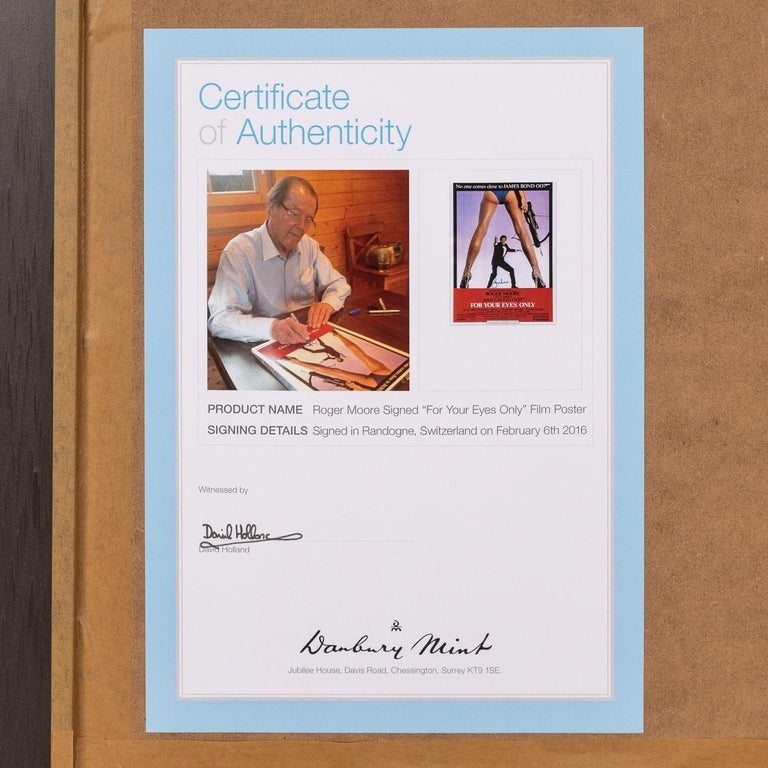 James Bond 007 'For Your Eyes Only' Poster, Signed By Roger Moore For ...