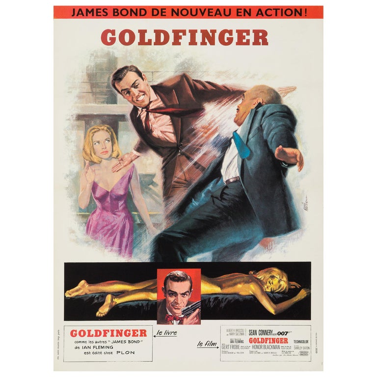 James Bond 'Goldfinger' Original Vintage French Movie Poster, 1965 at 1stDibs | james bond ...