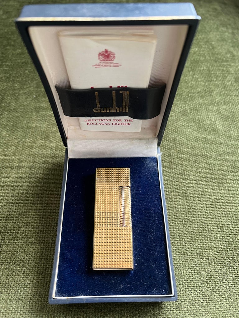 “James Bond” Lighter of Choice, Dunhill Diamond Pattern Gold Plated ...