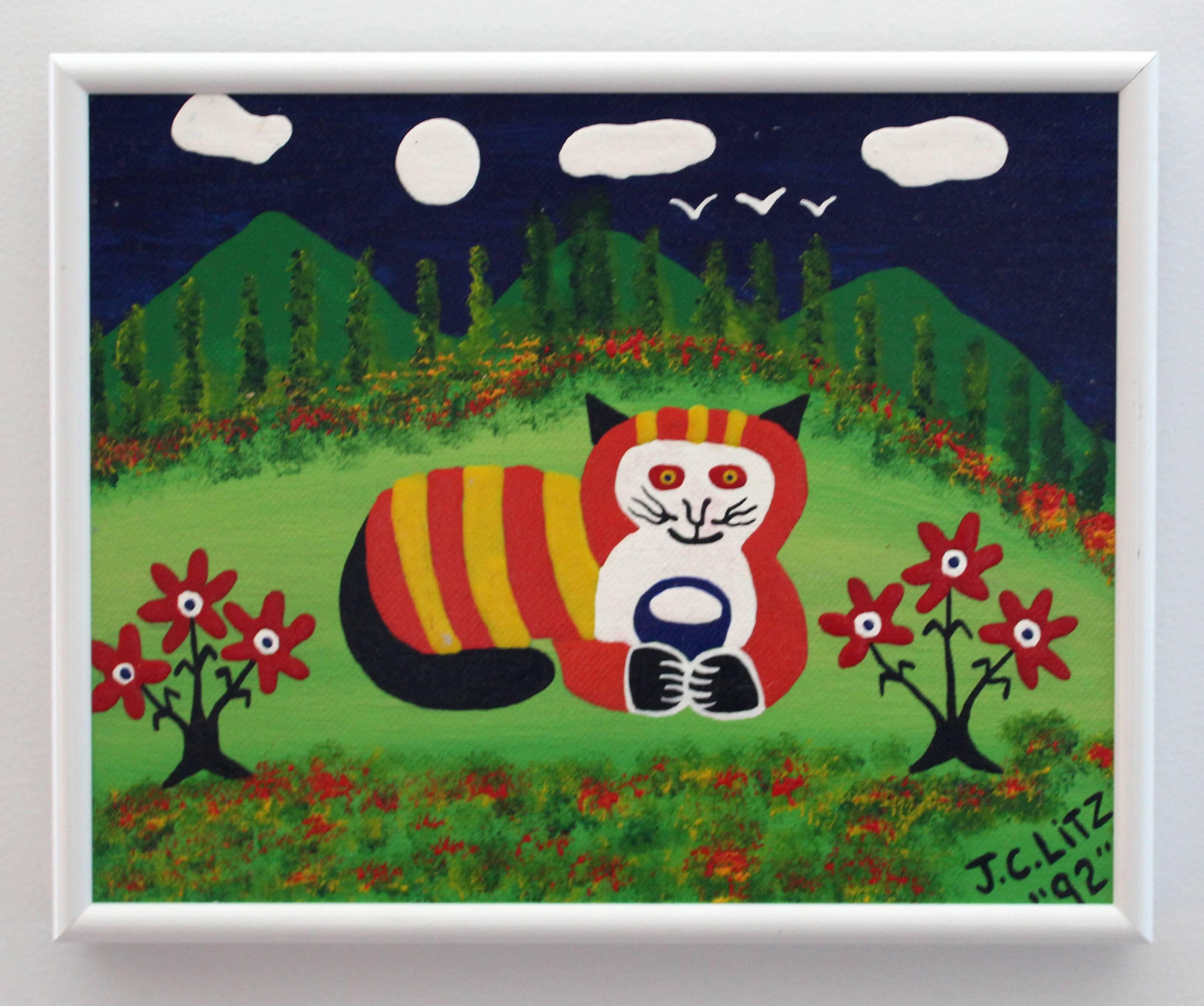 James C. Litz - Big World, Small Cat at 1stDibs | tiny cat painting ...