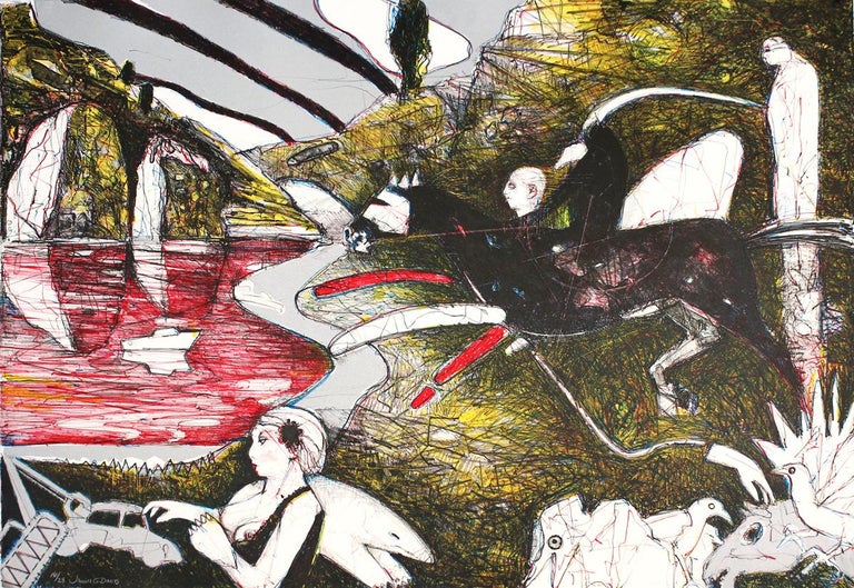 James Davis - Headless Horseman, figurative color lithograph For Sale ...