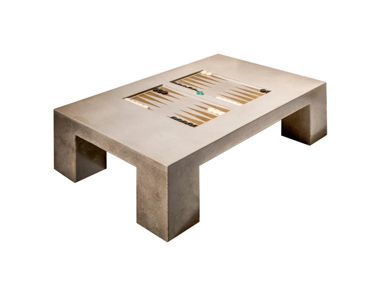 James de Wulf Concrete Backgammon Coffee Table at 1stDibs