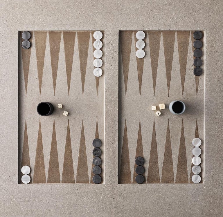 James de Wulf Concrete Backgammon Coffee Table For Sale at 1stDibs